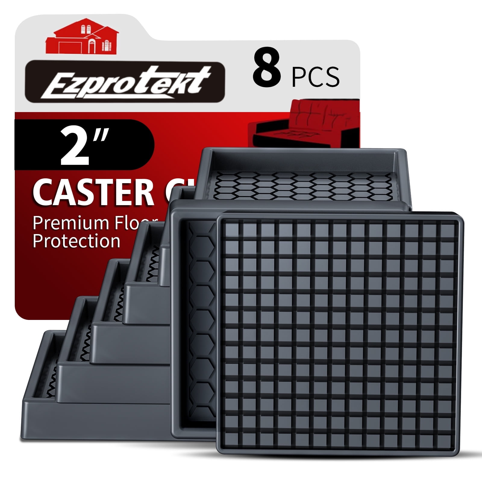 Furniture Coasters, 8PCS 2" Furniture Caster Cups for Hardwood Floors ...