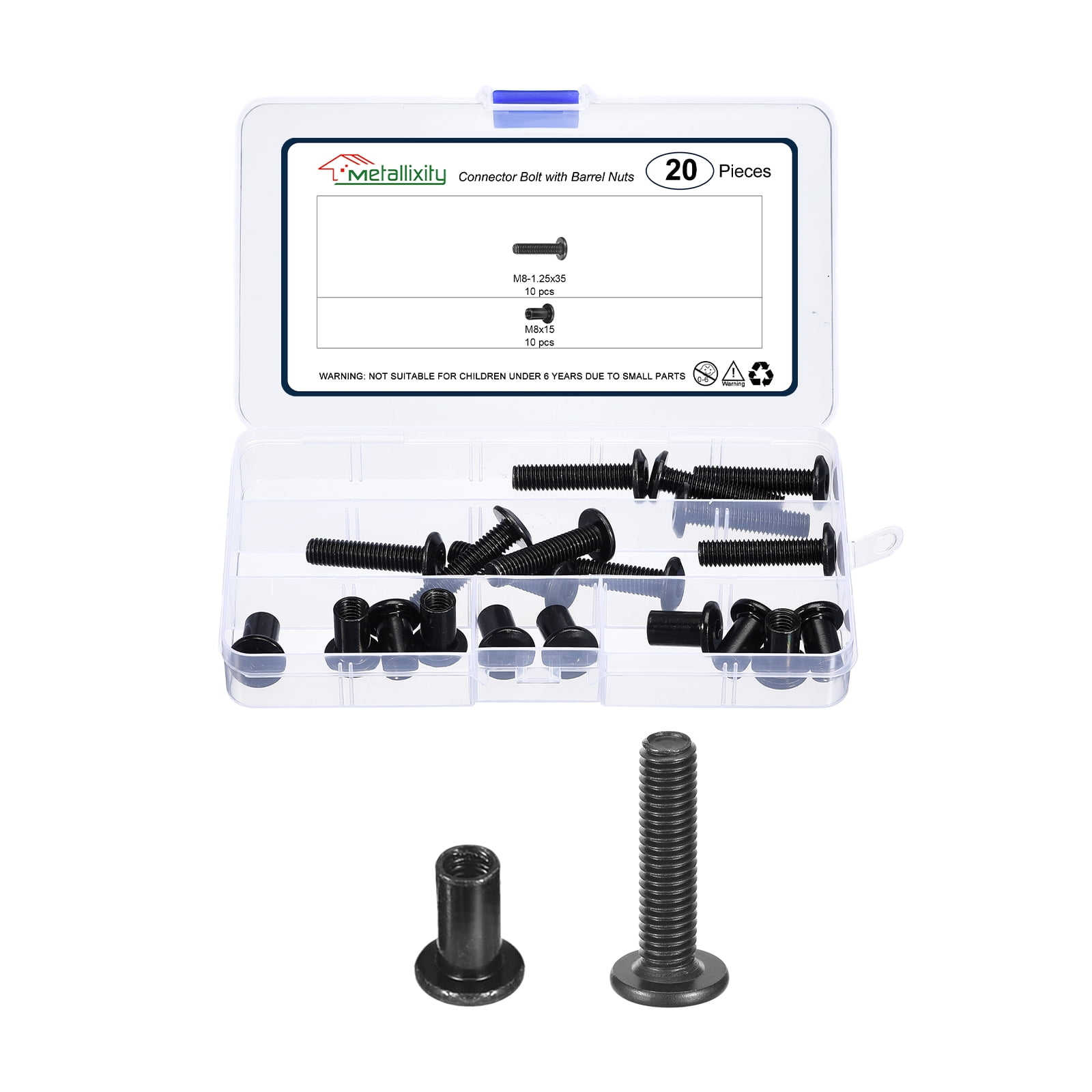 Furniture Connector Bolt Cap Nut Kit with Wrench(M6-1x40mm) 24Pcs ...