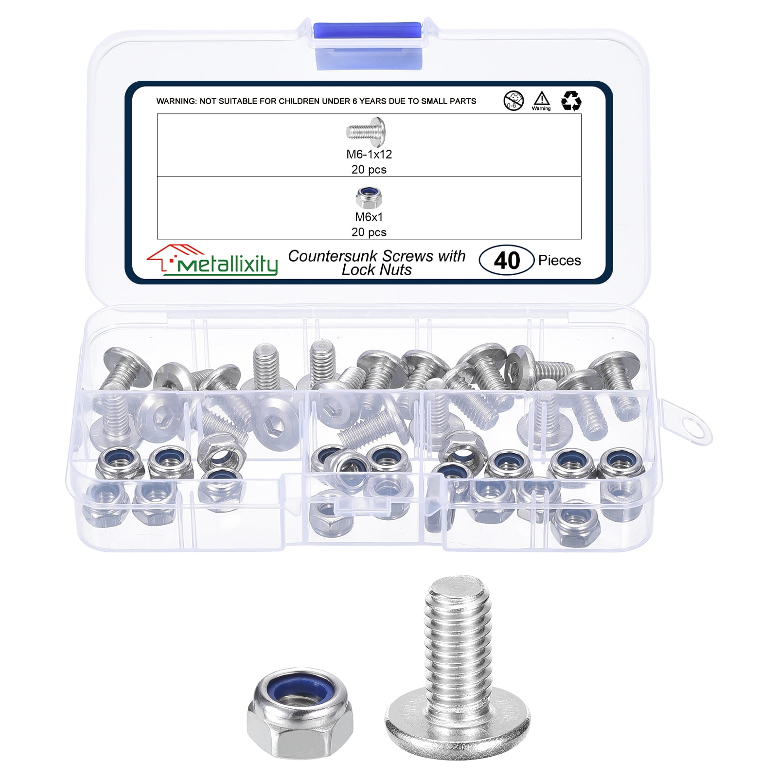 Furniture Connector Bolt Nut(M6-1x12) 40Pcs, Silver Tone, 304 Stainless ...