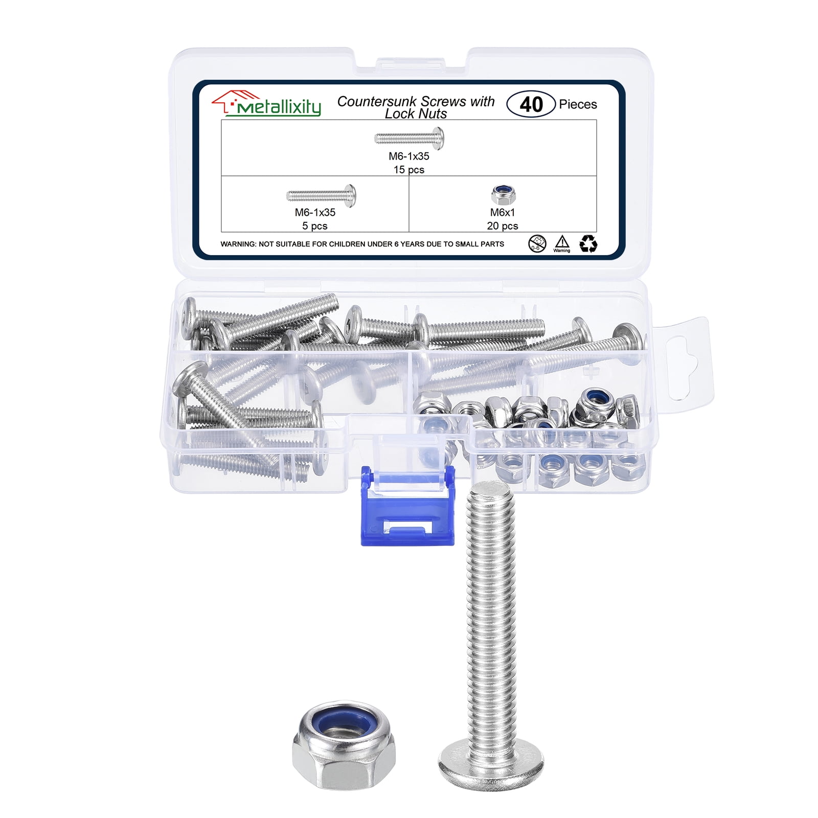 Furniture Connector Bolt Nut(M6-1x35) 40Pcs, Silver Tone, 304 Stainless ...