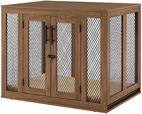 Furniture Dog Crate with Tray for Large Dogs, Indoor Aesthetic Kennel ...