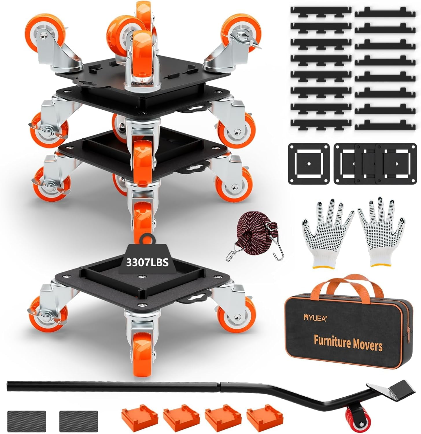 Furniture Dolly 5 Wheels Heavy Duty with Removable Side Guards,3307 Lbs ...