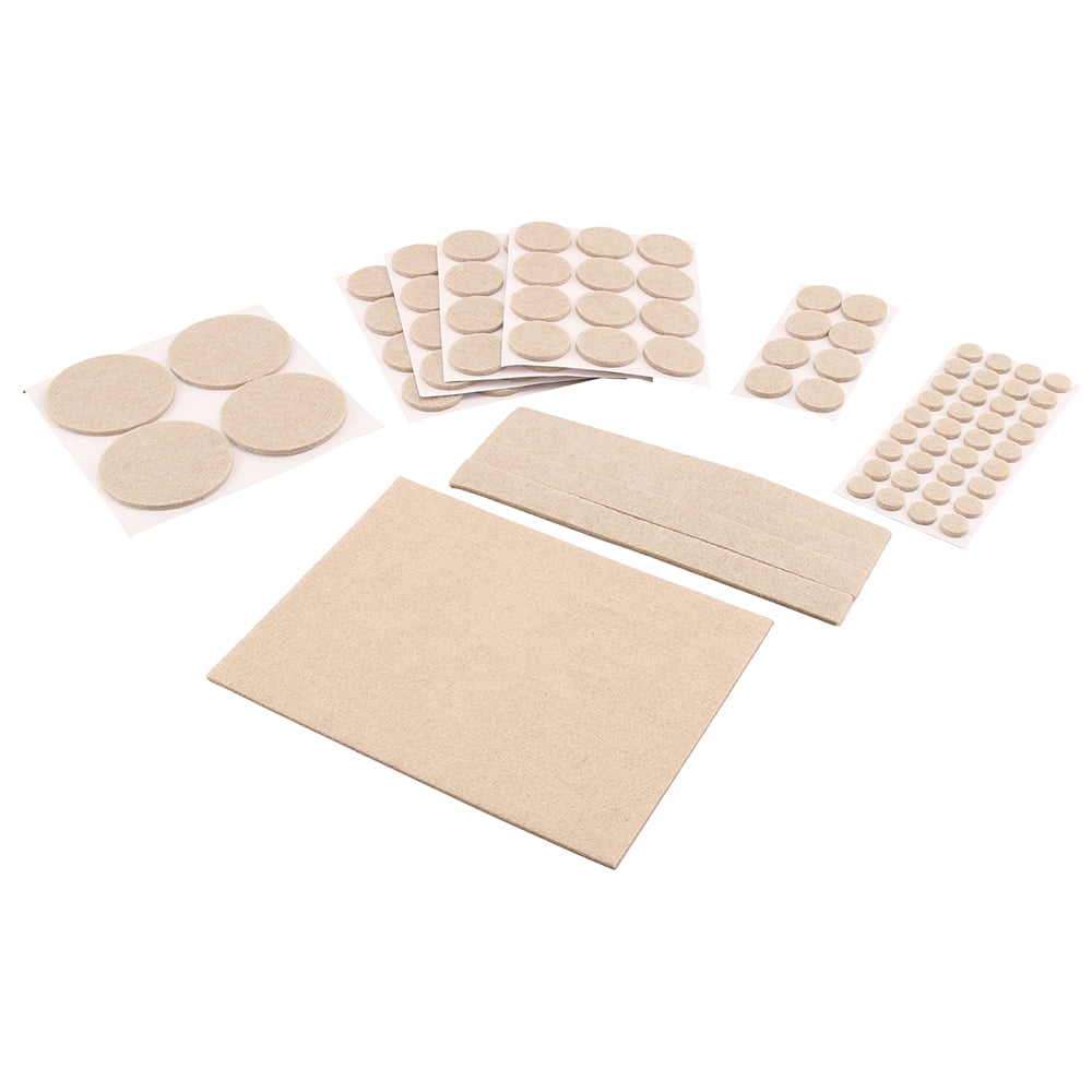 Furniture Felt Pad Assortment, Self-Adhesive Backing, Beige, Round and ...