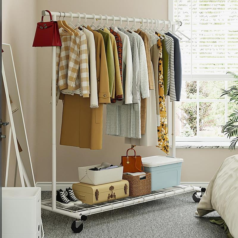 Furniture Heavy Duty Metal Clothes Rack with Wheels, Adjustable ...