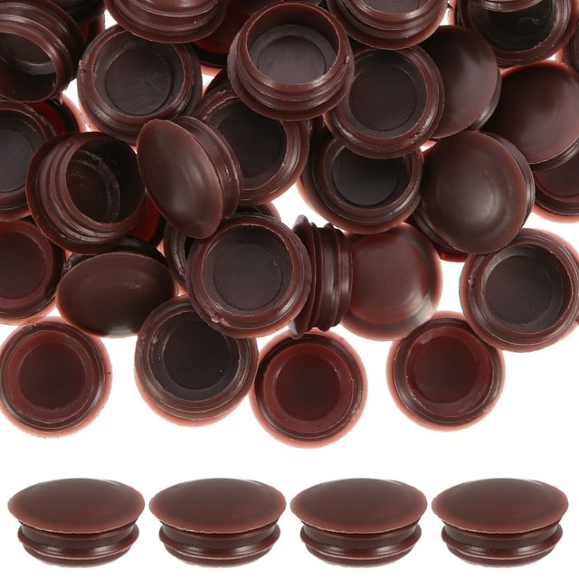 LEDMOMO 100pcs Brown Plastic Furniture Hole Plugs for Covering Hiding ...