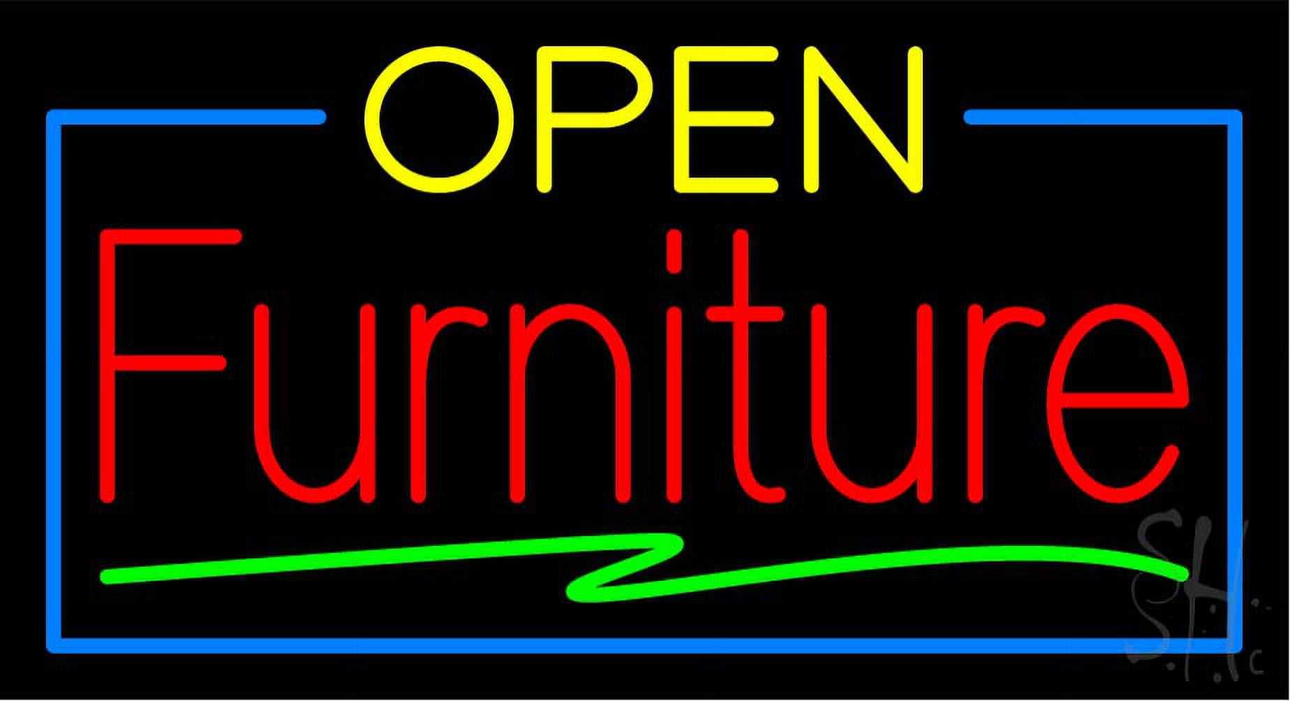 Furniture LED Neon Sign 20" Tall x 37" Wide - inches Black Square Cut ...