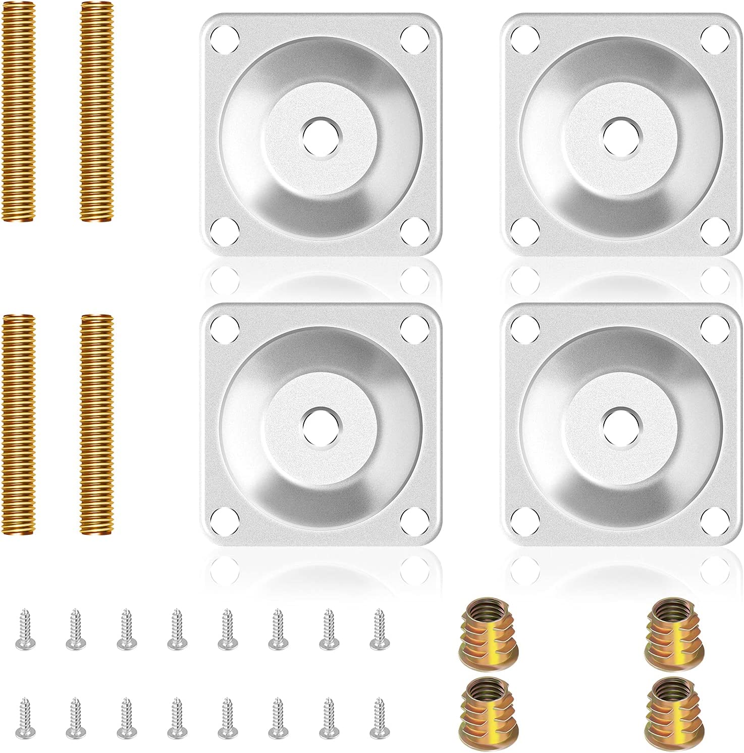 Furniture Leg Mounting Plates - with Hanger Bolts and Screws - for ...