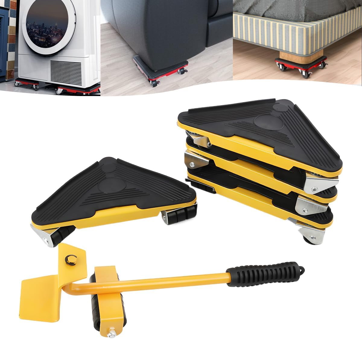 Furniture Lift Mover Tool Set,4 Pack Steel Tri-Dolly,3 Wheel Moving ...