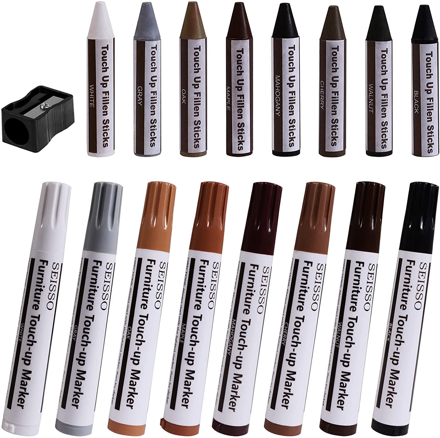 DEWEL 0.24 lb Furniture Touch-Up Kit, 17-Piece with 8 Colors Markers ...