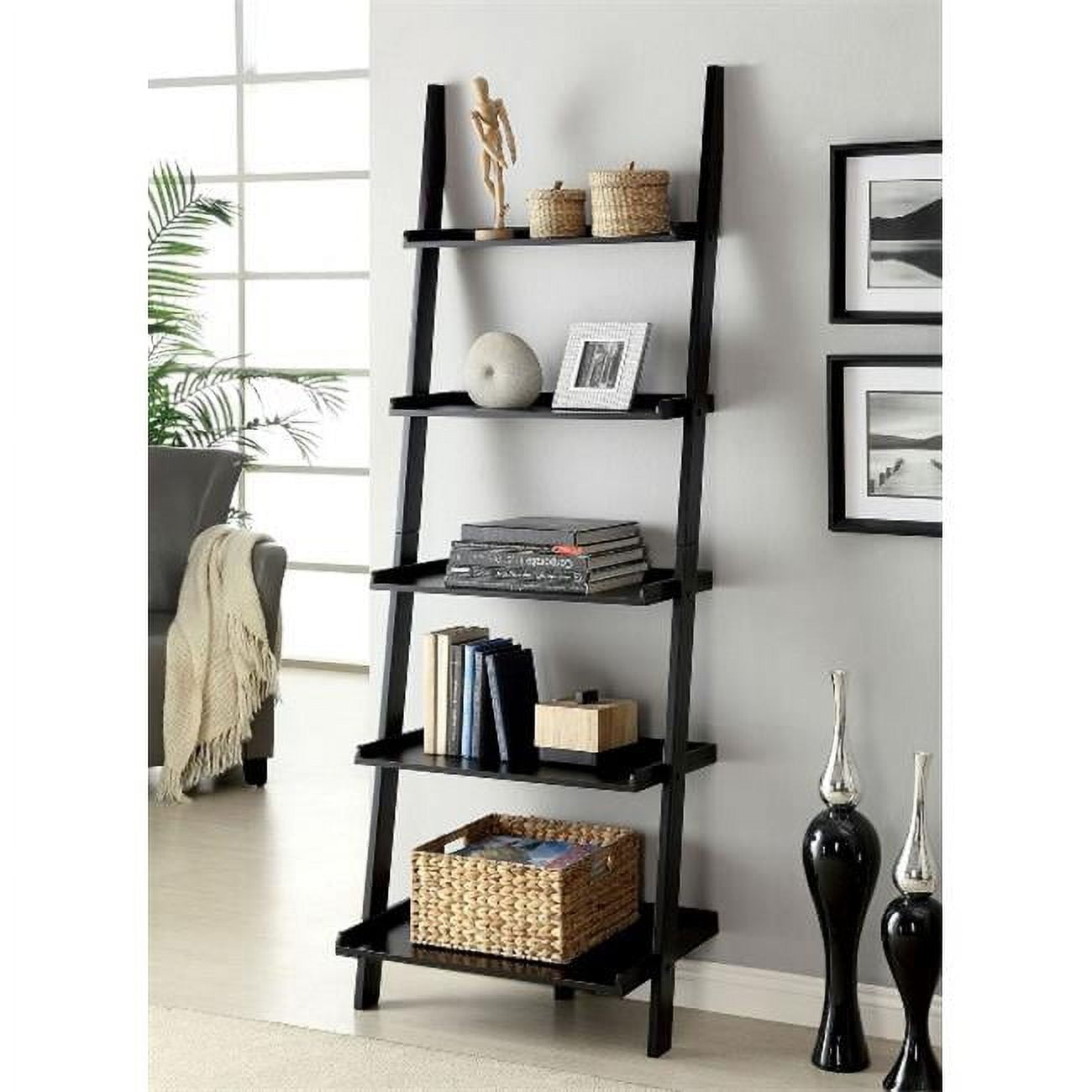 Furniture Of America Black Contemporary 5-Tier Ladder Shelf Stand ...