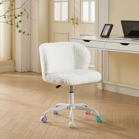Furniture Office Chair, Artificial Rabbit Hair Home Chair with Metal ...