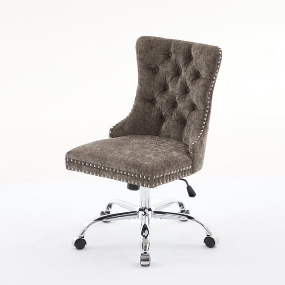 Furniture Office Chair, Chenille Armless Home Office Desk Chair with ...