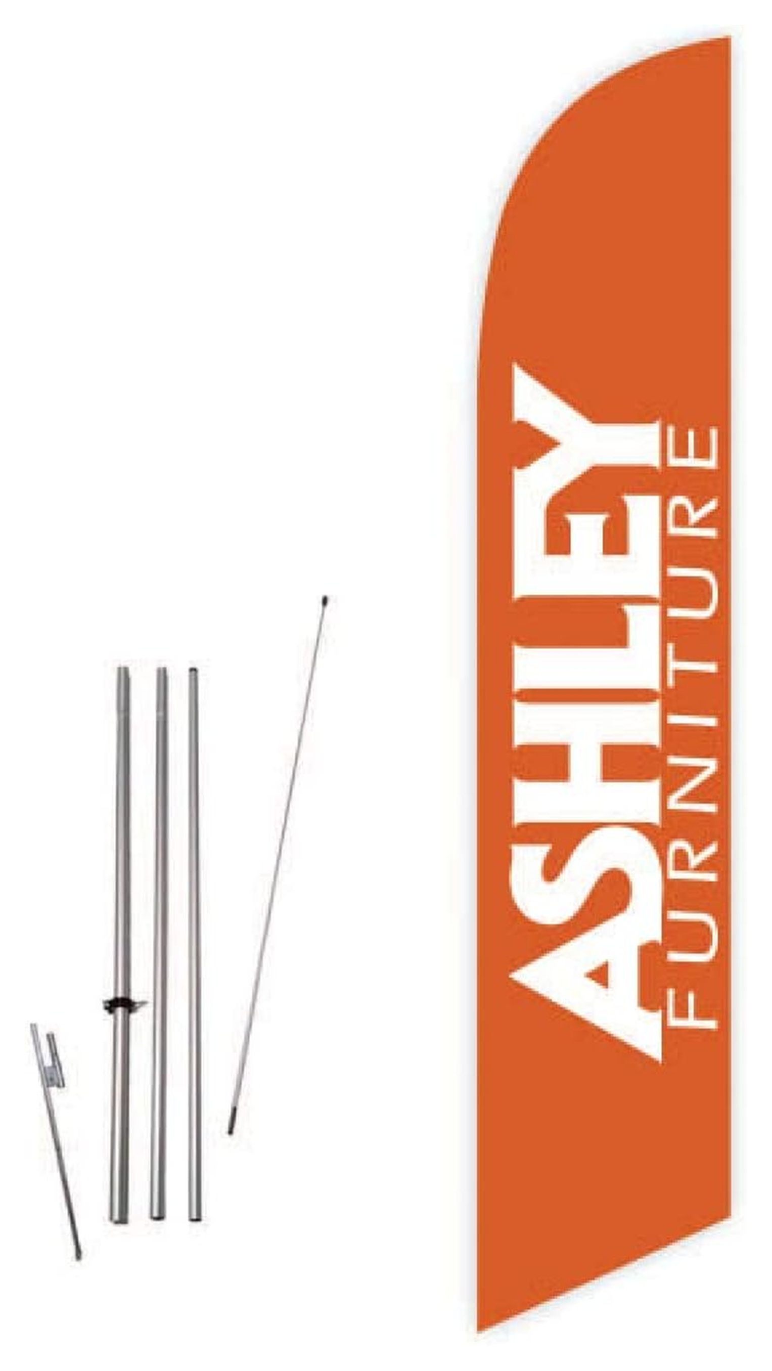 Furniture (Orange) Flag with Complete 15ft Pole kit and Ground Spike ...