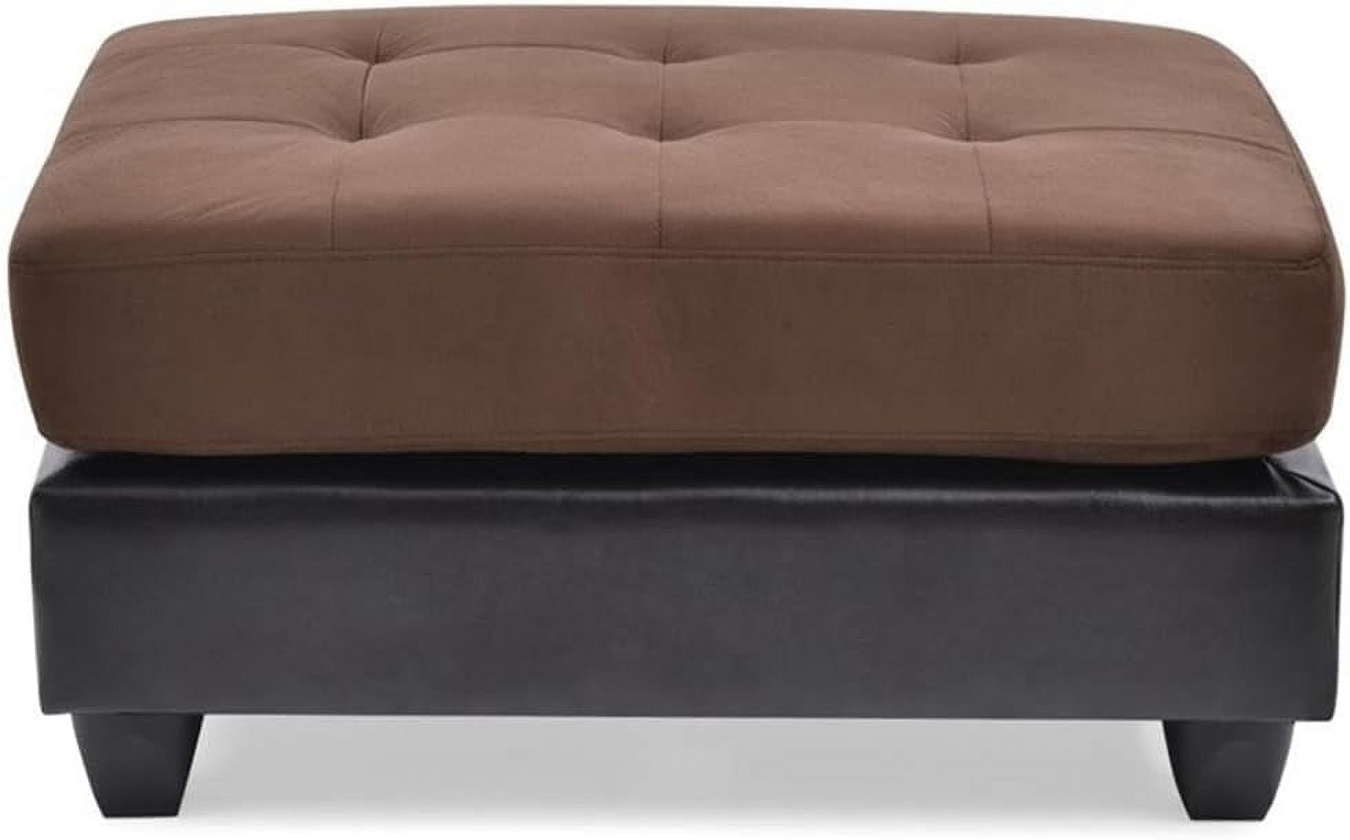 Furniture Pounder Micro-Suede Upholstered Ottoman in Chocolate ...
