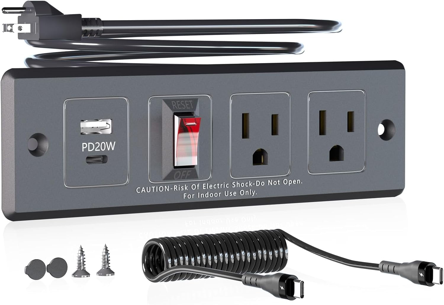 Furniture Recessed Power Strip USB C: 1500W Flush Mount Power Strip 20W ...