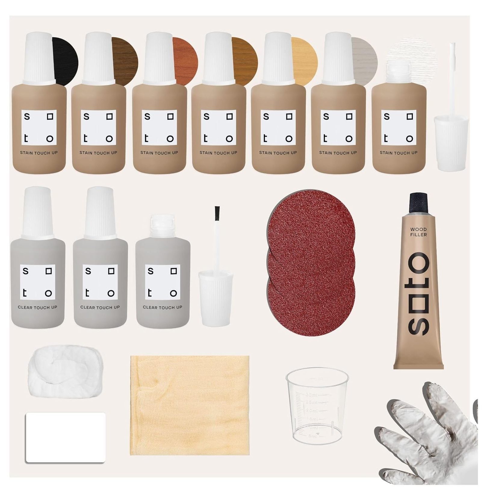 Furniture Repair Kit - 20 Piece Wood Restoration Kit with 7 Stains & 3 ...