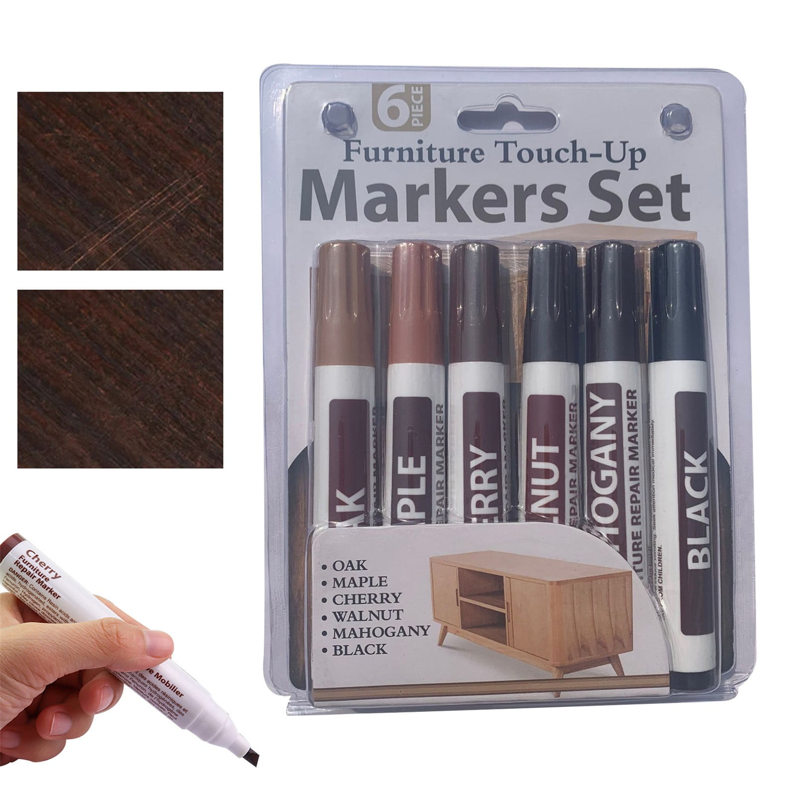Furniture Repair Kit Wood Markers - Set of 6 - Markers and Wax Sticks ...