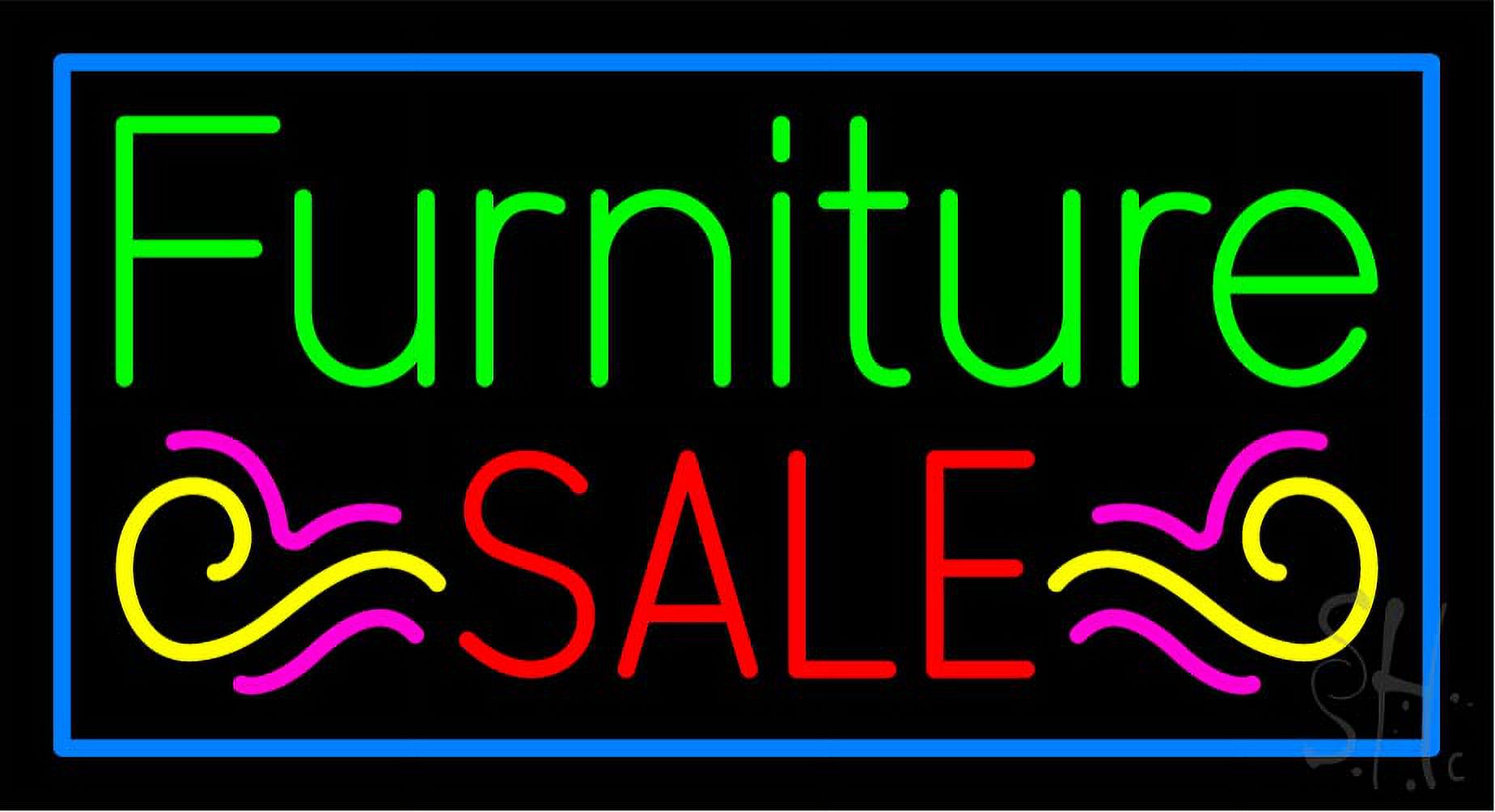 Furniture Sale LED Neon Sign 20" Tall x 37" Wide - inches Black Square ...