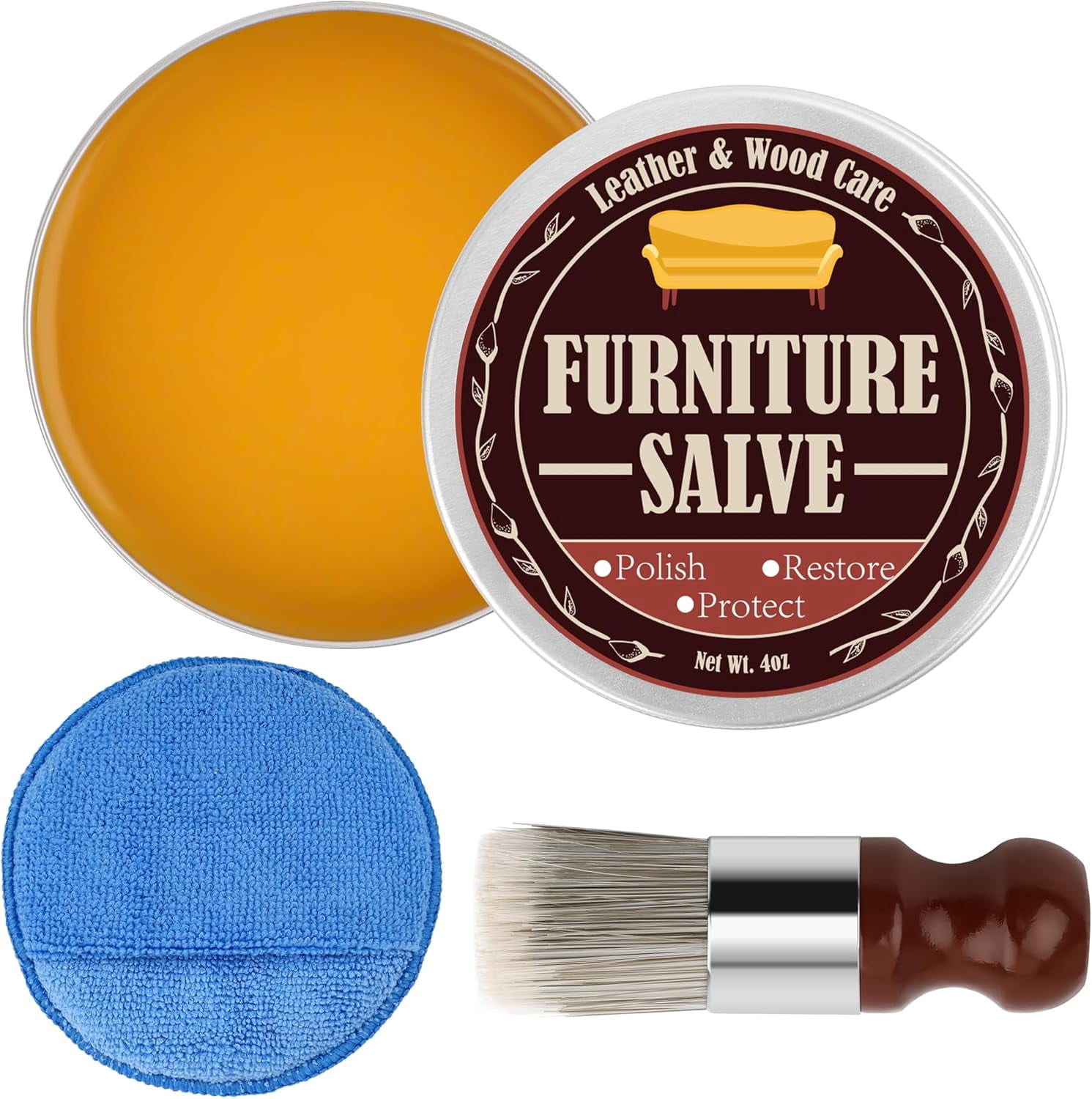 Furniture Salve for Leather & Wood, 4oz Professional Furniture Repair ...