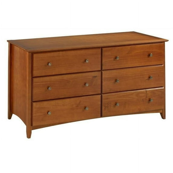 Furniture Shaker Style 6 Drawer Dresser - Cherry - Walmart.com