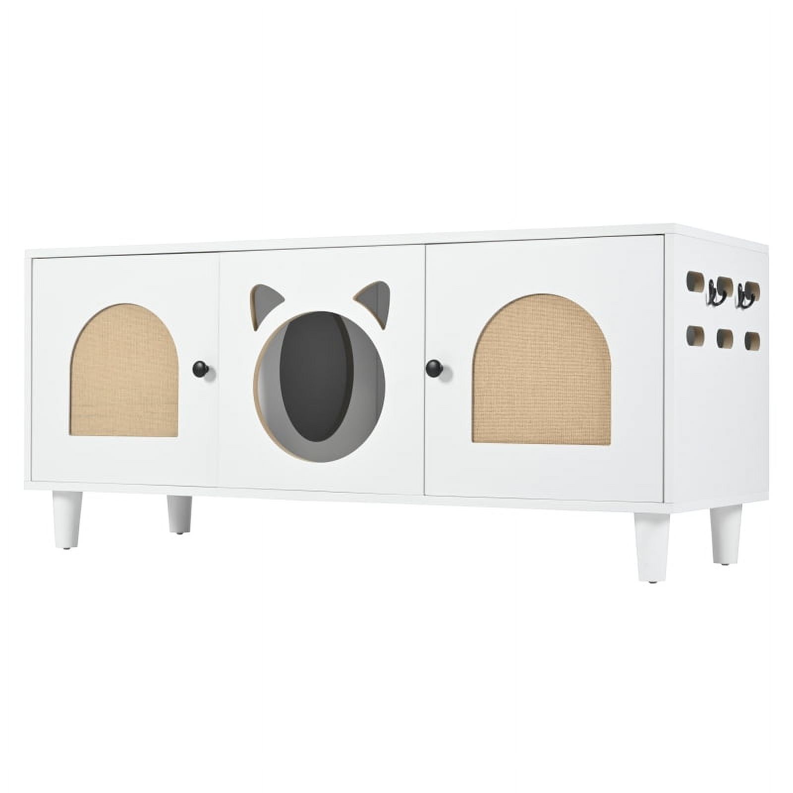 Furniture Style Cat Cabinet Cream white Cat litter box With Sisal ...