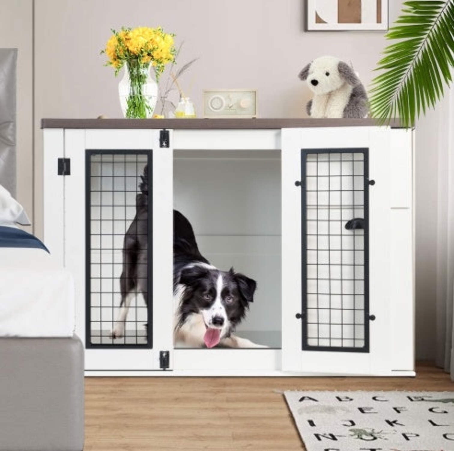 Furniture Style Dog Cage, Wooden Dog Cage, Double Door Dog Cage, Side ...