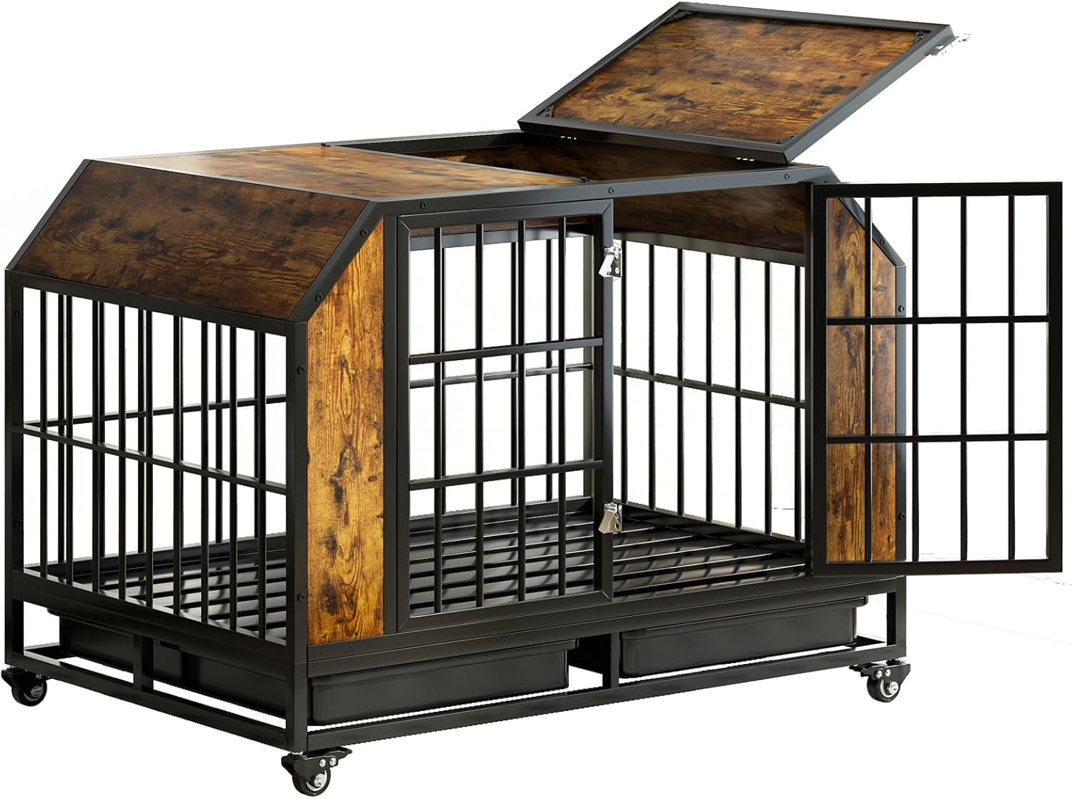 Furniture Style Dog Crate, 42in Dog Kennel with Pull-Out Tray and ...