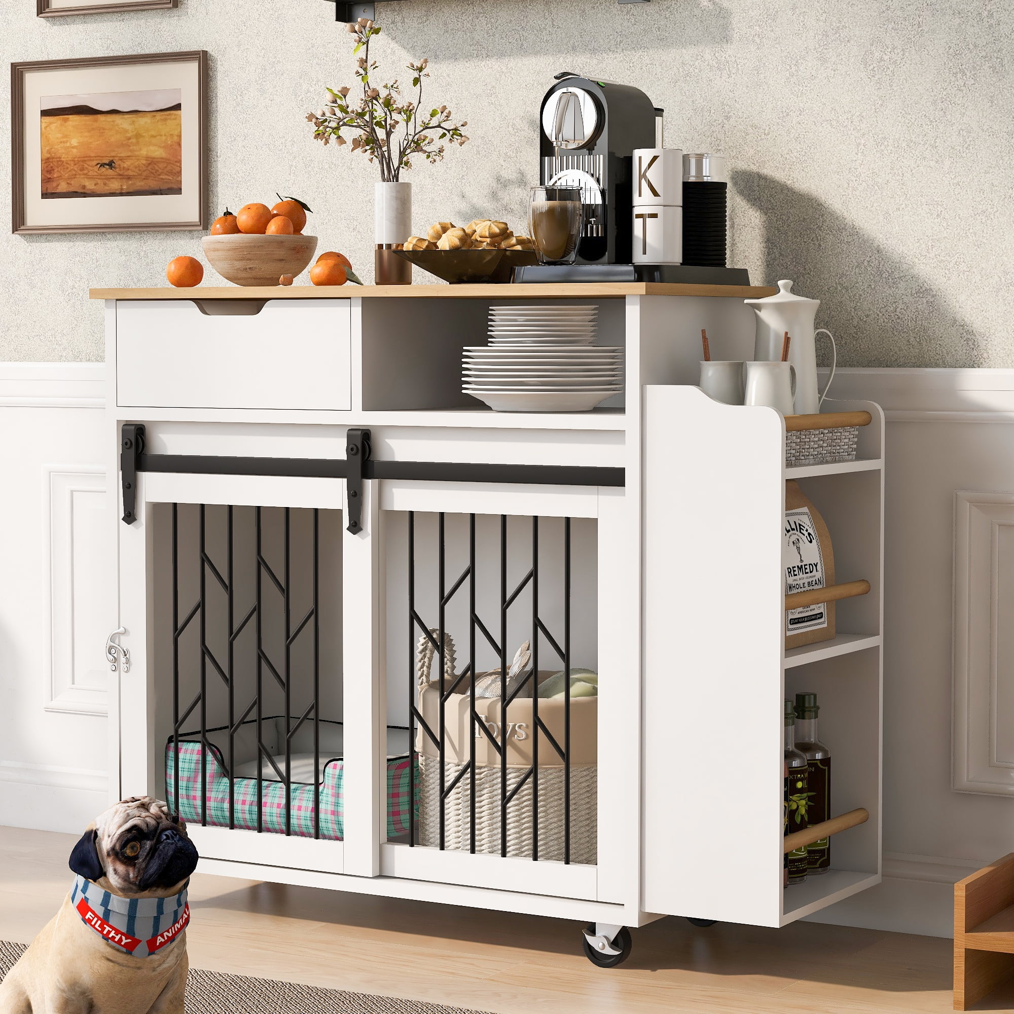 Furniture Style Dog Crate Kitchen Island End Table Pet Friendly ...