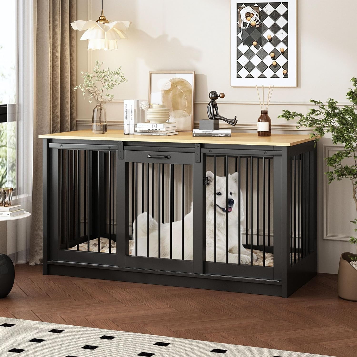 Furniture Style Dog Crate for Large Medium Breed Dogs, Indoor Heavy ...