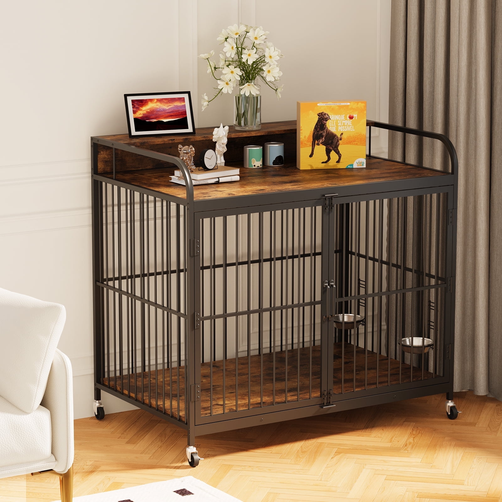 Furniture Style Dog Crate for Medium Dogs ，Heavy Duty Steel Pipe Design ...