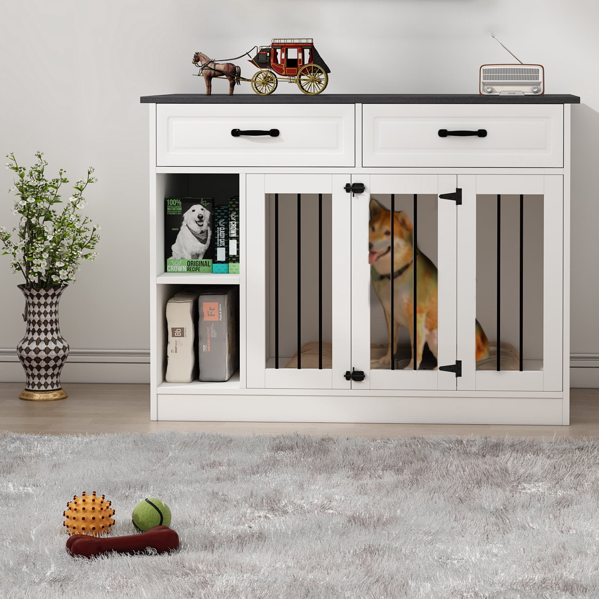 Furniture Style Wooden Dog Cage with 2 Drawers - Walmart.com