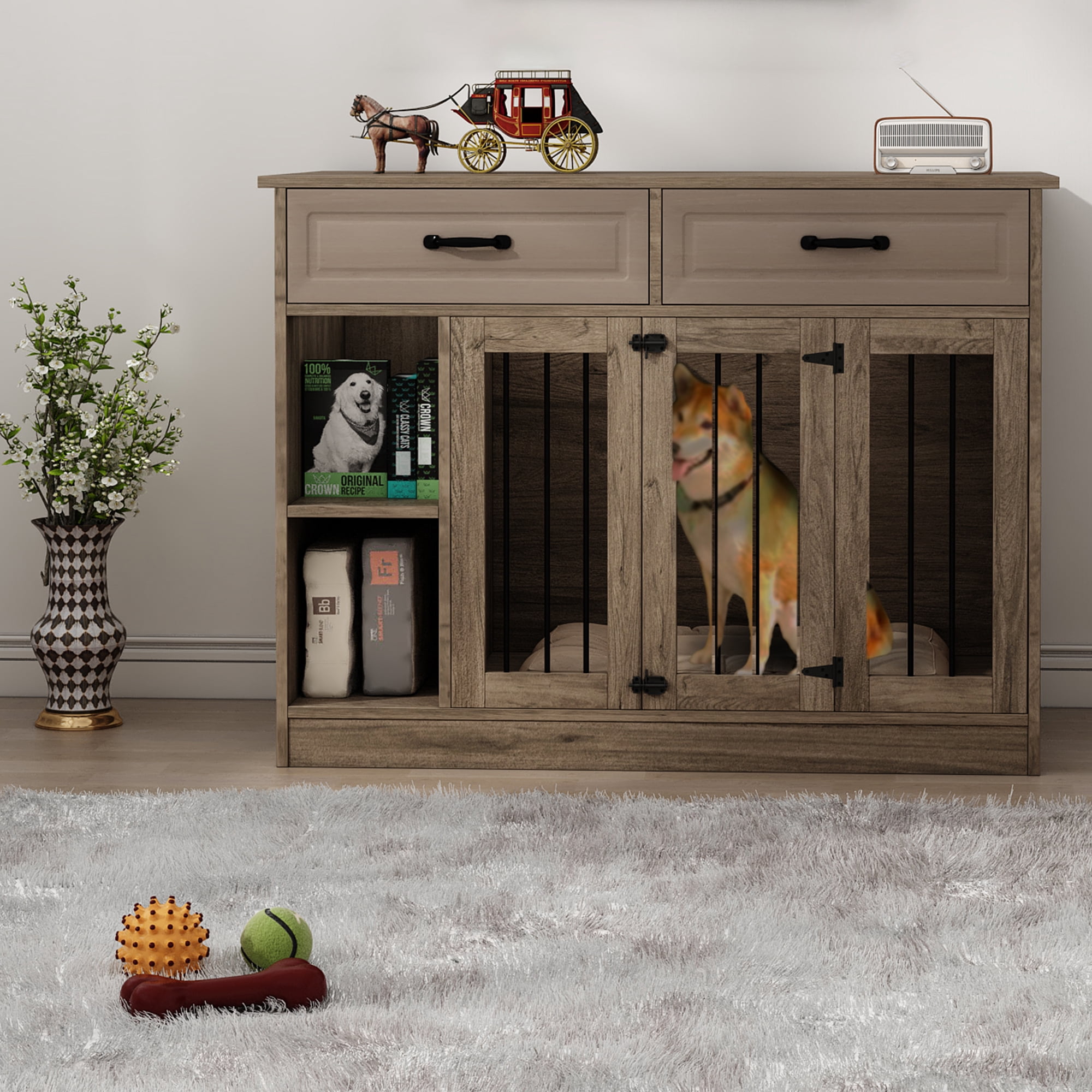 Furniture Style Wooden Dog Cage with 2 Drawers - Walmart.com