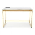 Furniture of America Abair Metal Writing Desk with USB Port in White ...