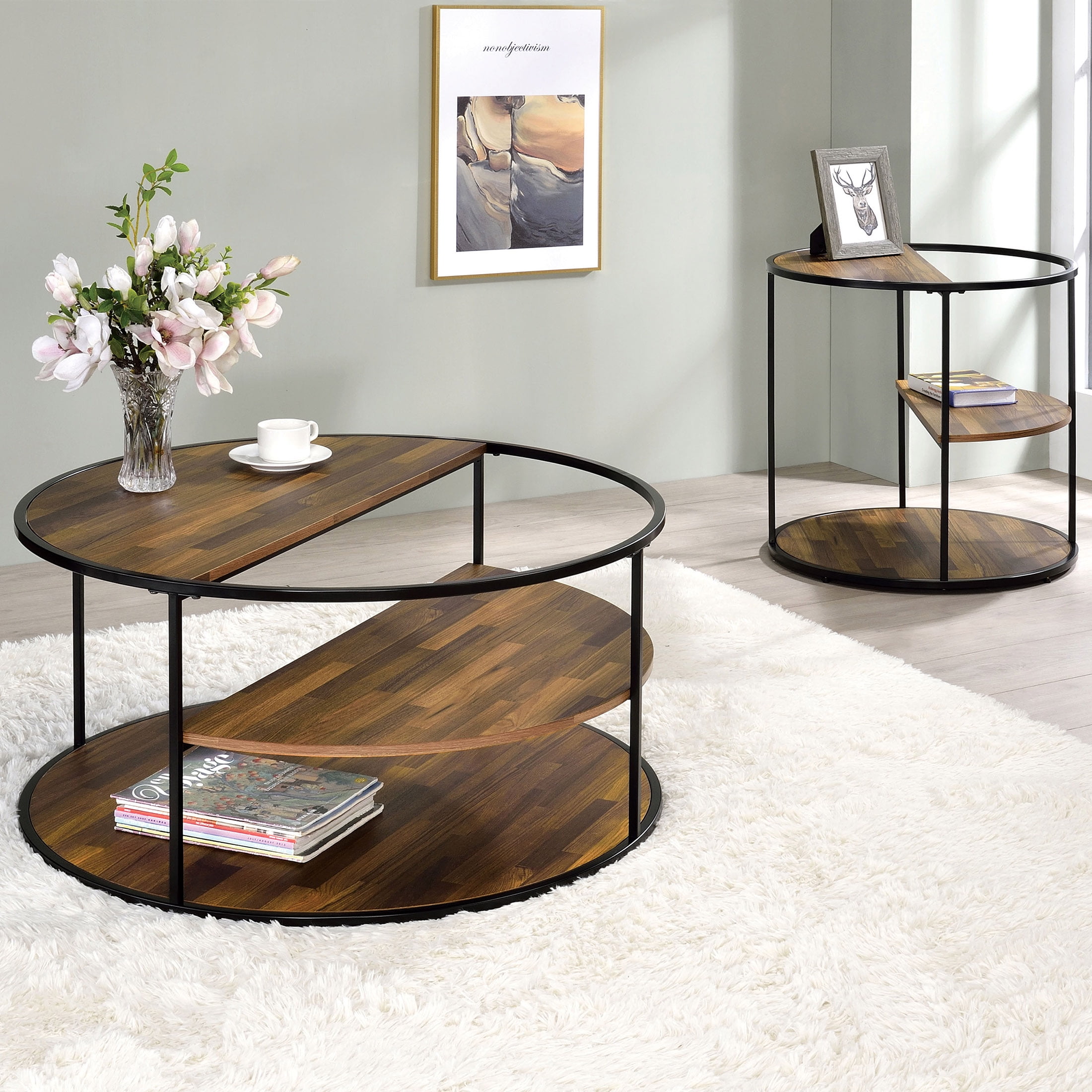 Furniture of America Adelia 2-Piece Coffee Table Set, Black - Walmart.com