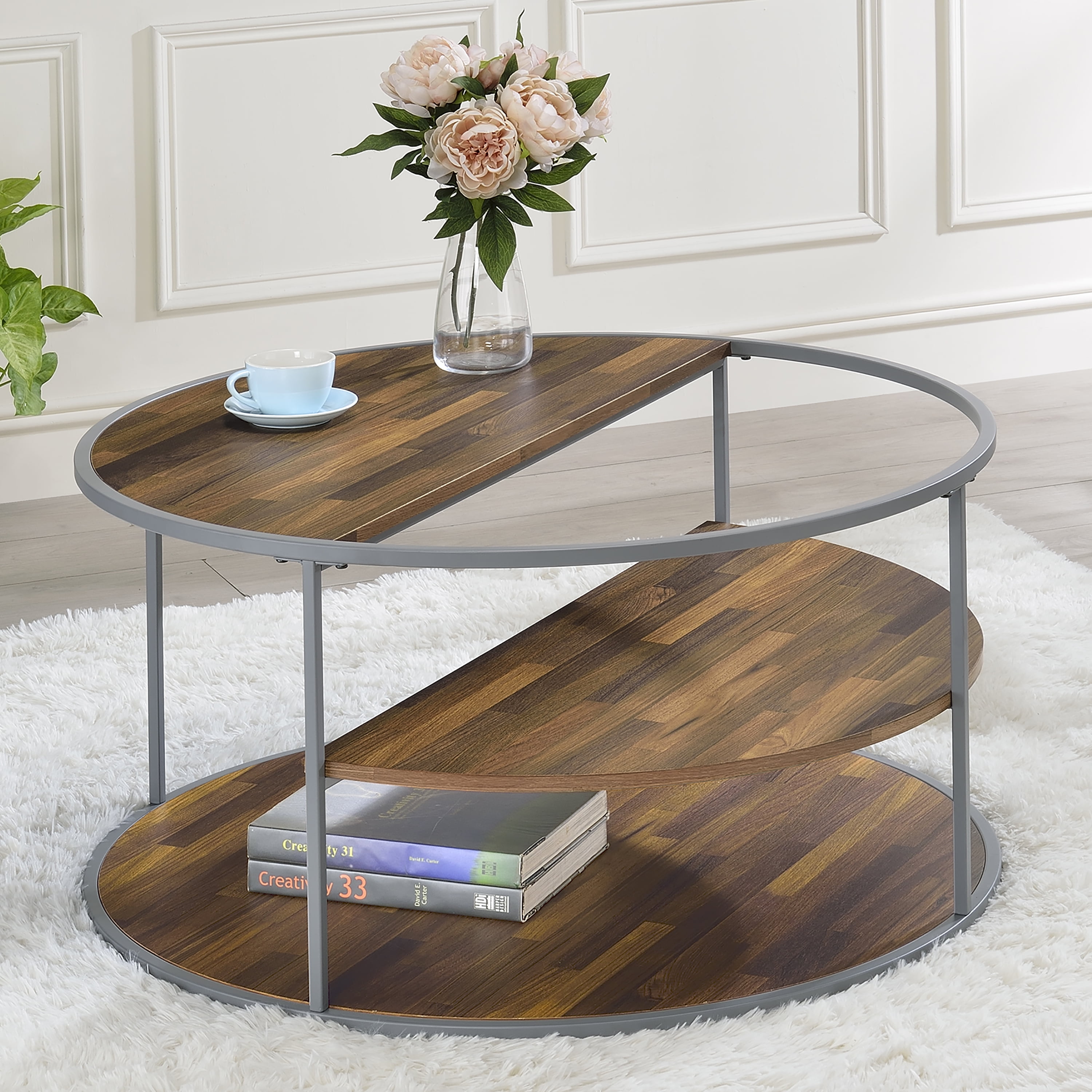 Furniture of America Adelia 2-Shelf Coffee Table, Gray - Walmart.com