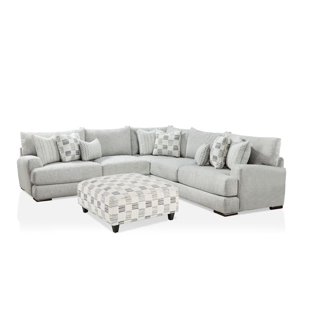 Furniture of America Alaska Transitional Fabric Sectional with Ottoman in Gray - Walmart.com