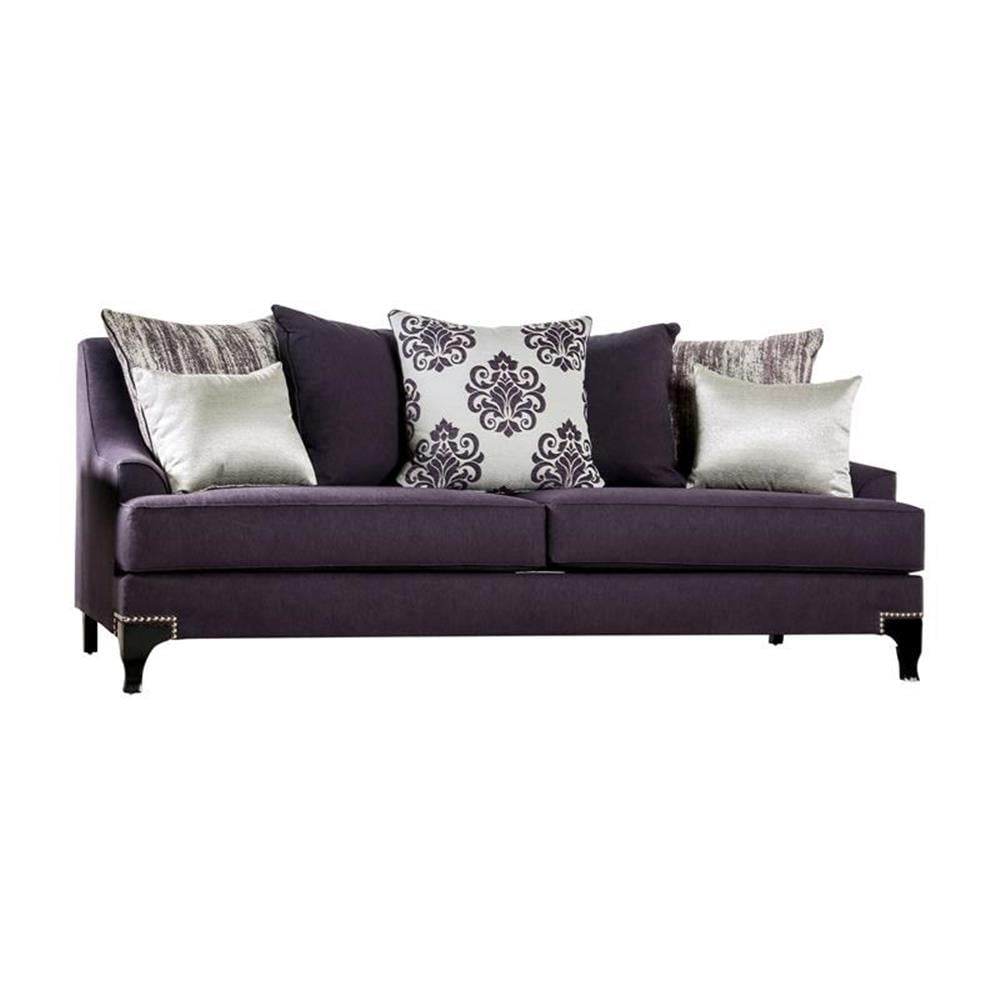 Furniture of America Allyson Transitional Chenille Sofa in Purple - Walmart.com