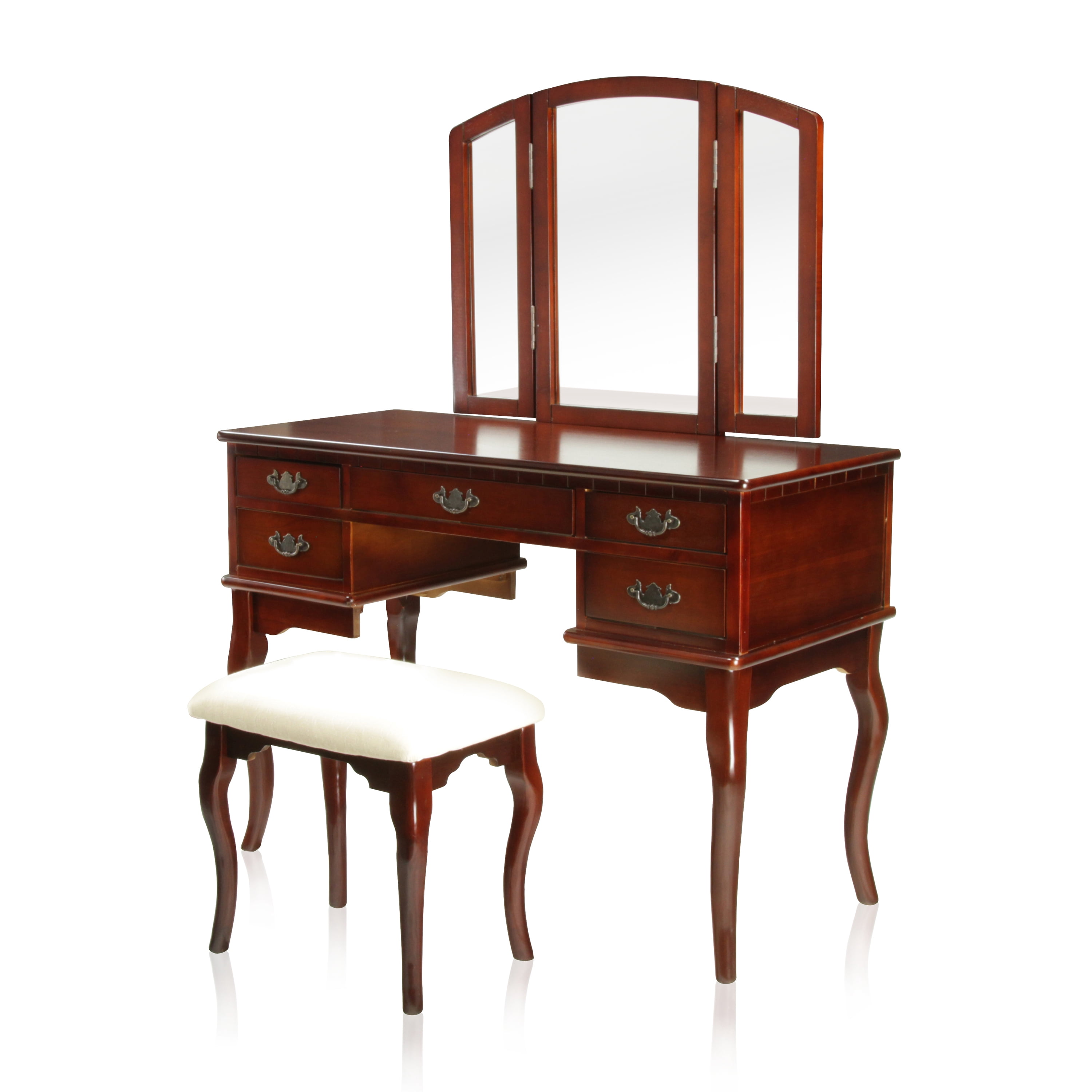 Furniture of America Amarillo 3-Piece Vanity Set - Cherry - Walmart.com