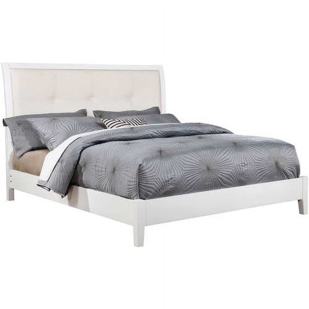 Furniture of America Amaya Padded Faux Leather White Bed, Queen ...