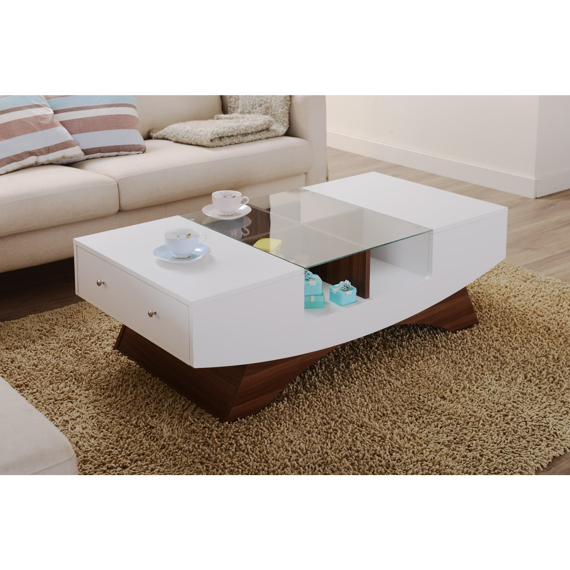 Furniture of America Angelic Contemporary Storage Coffee Table with ...