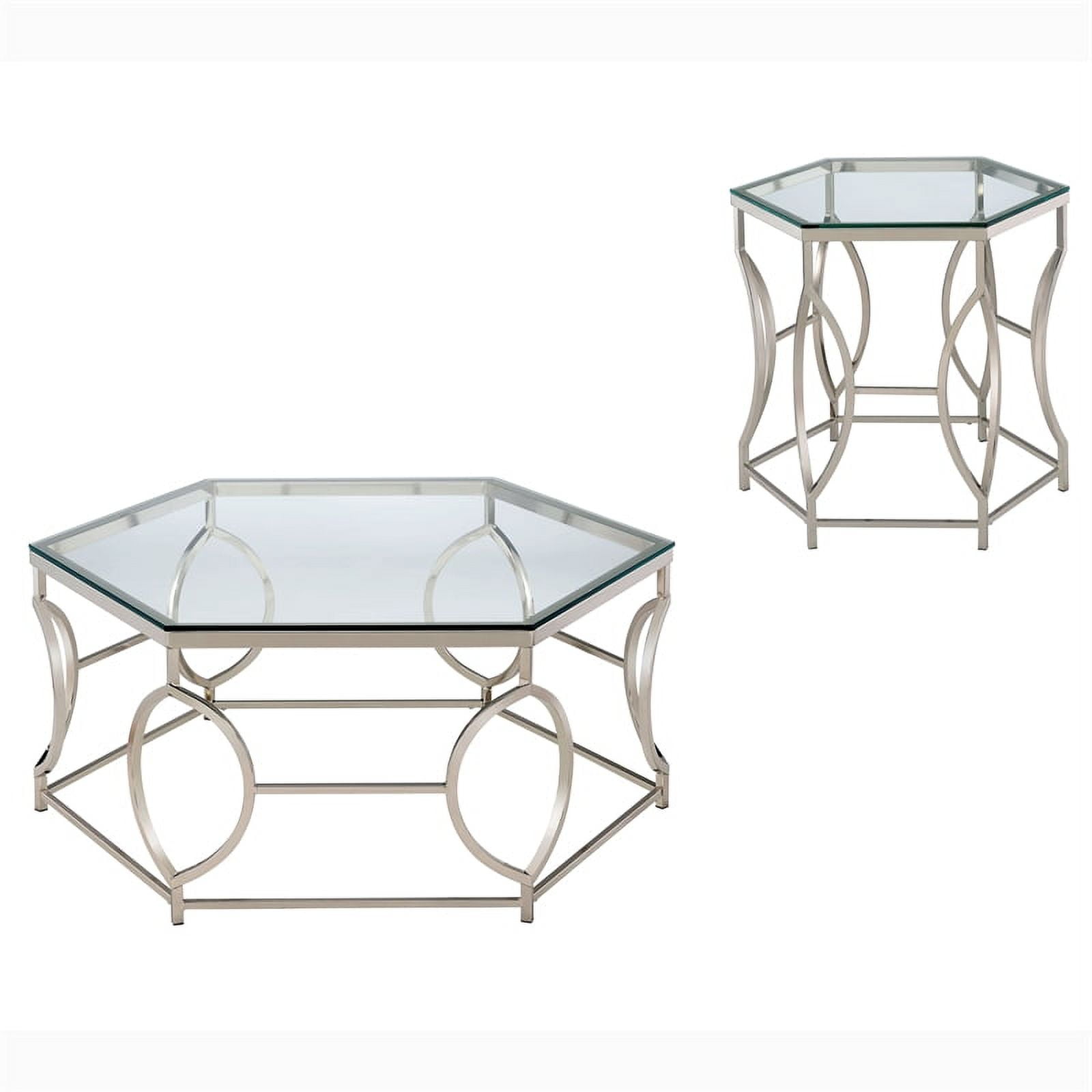 Furniture of America Annette Metal 2-Piece Coffee Table Set in Chrome ...