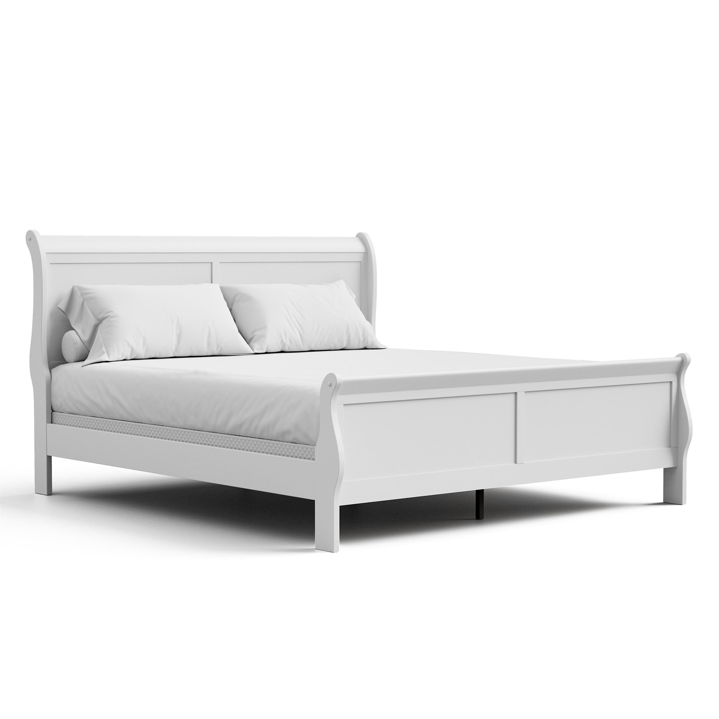 Furniture of America Arabella Wood Sleigh King Panel Bed in White ...