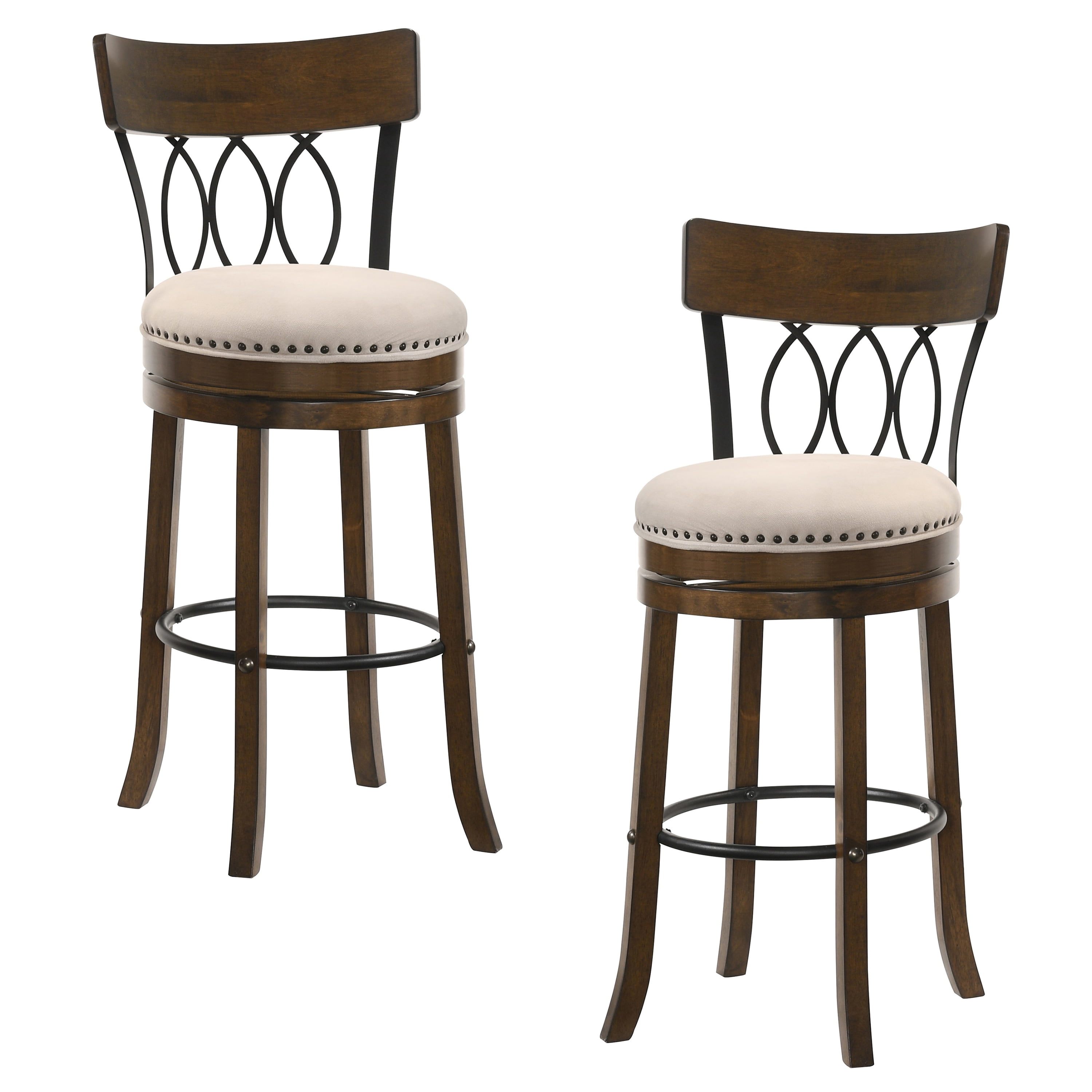Aria Swivel Barstool Set - Oak Finish, Solid Wood - Walmart.com