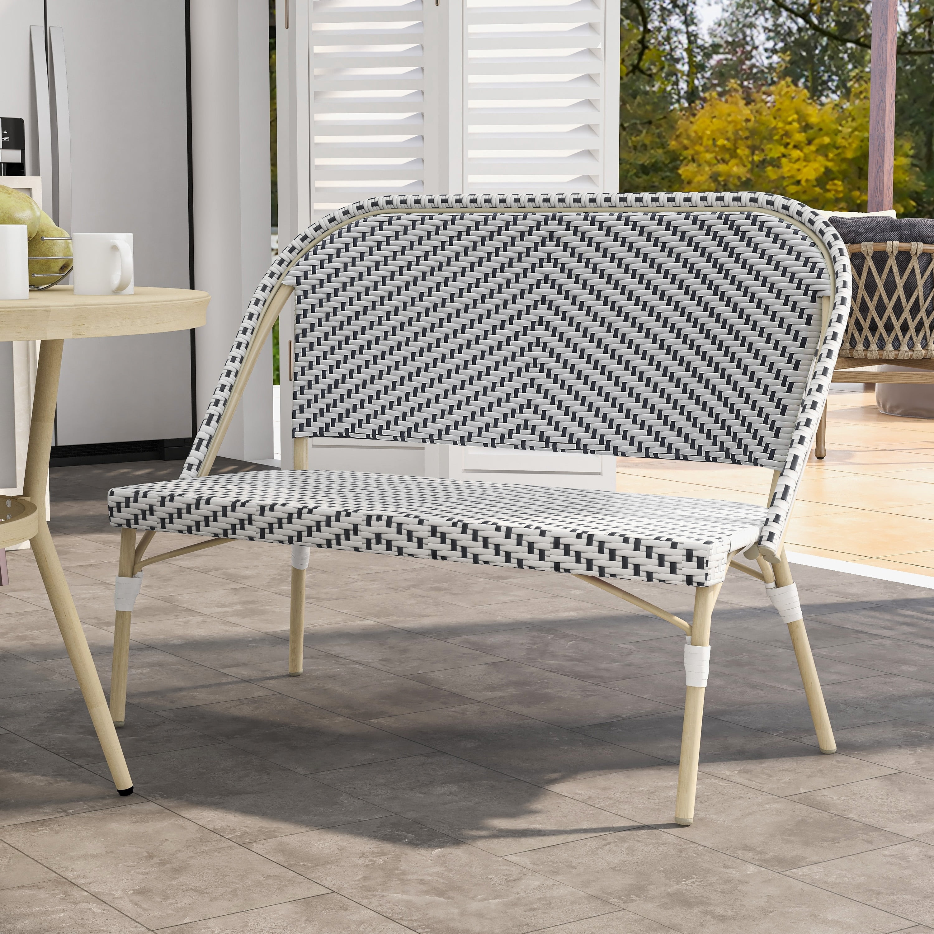 Furniture of America Ariel Beach Natural Tone Aluminum Patio Bench by ...