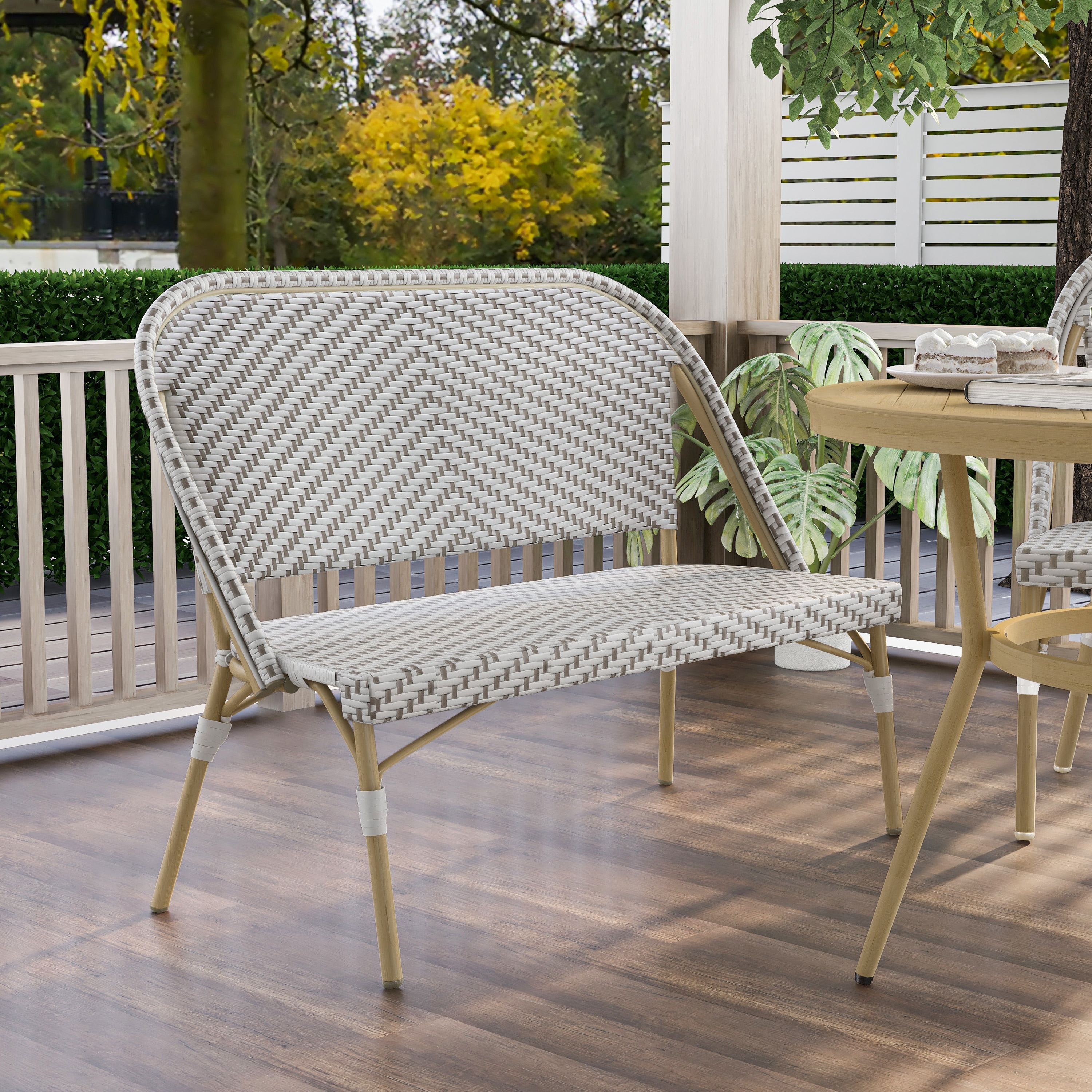 Furniture of America Ariel Beach Natural Tone Aluminum Patio Bench by ...