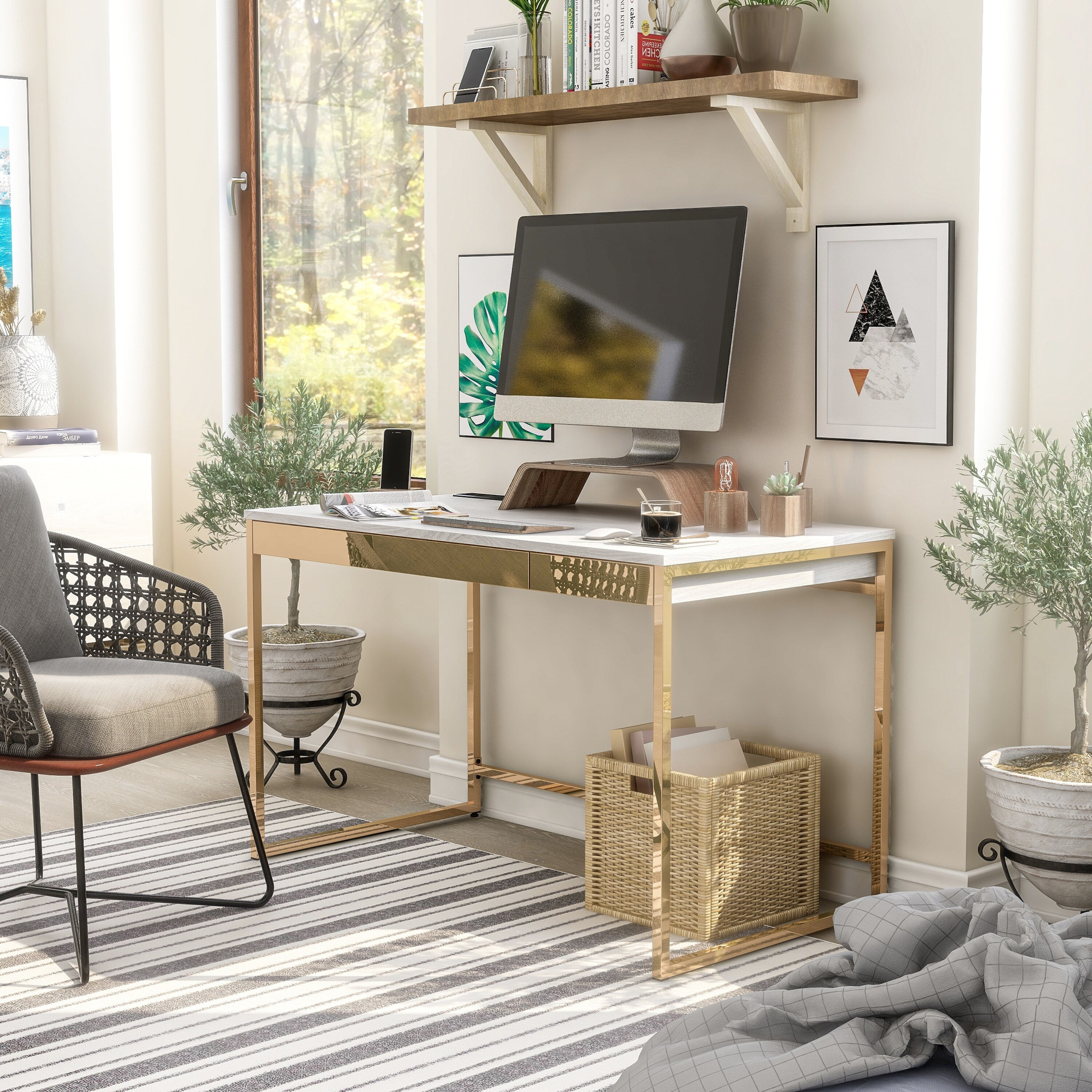 Furniture of America Arthur Modern 48-inch Steel Computer Desk with ...