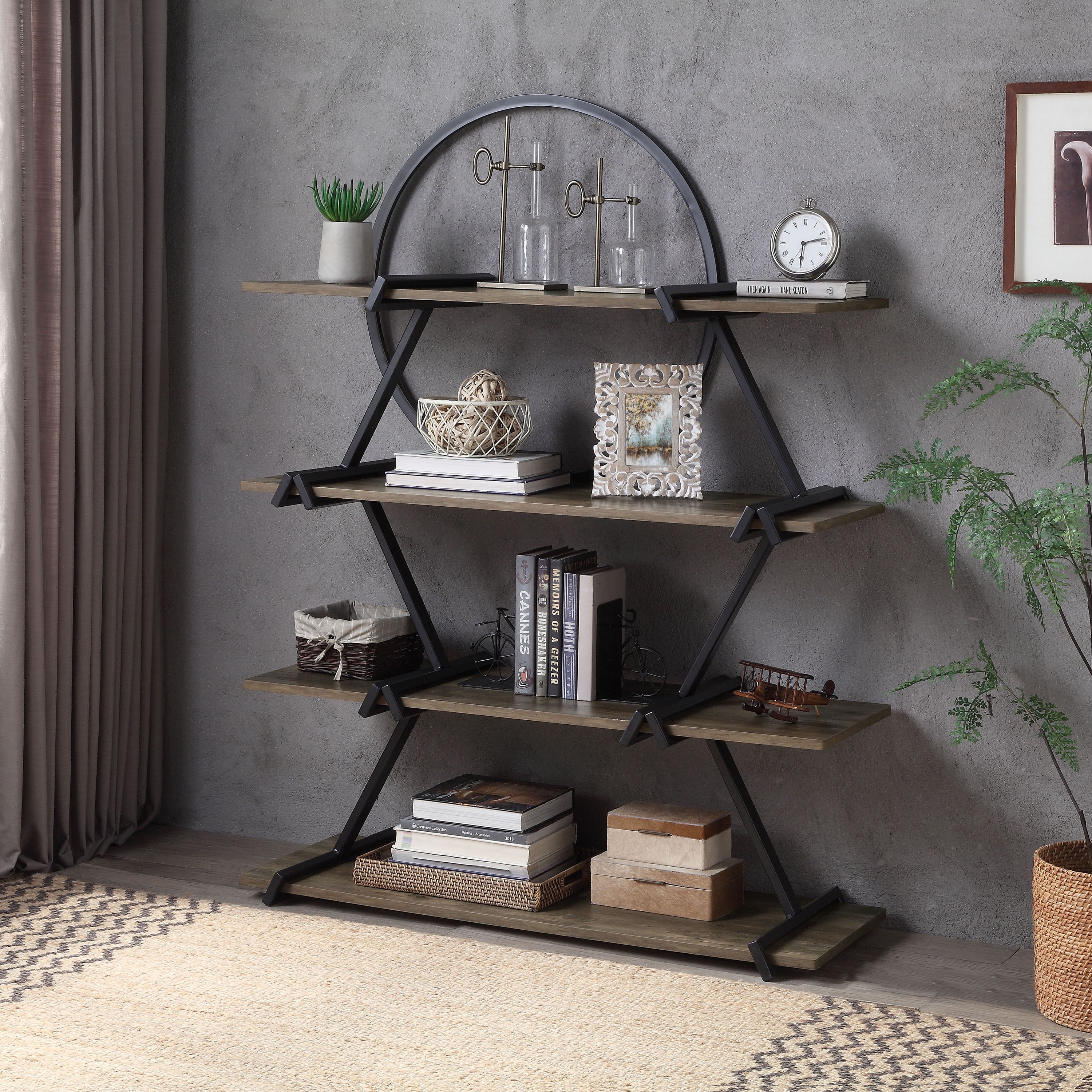 Free Shipping! Furniture of America Asher Industrial Metal 4-Shelf ...