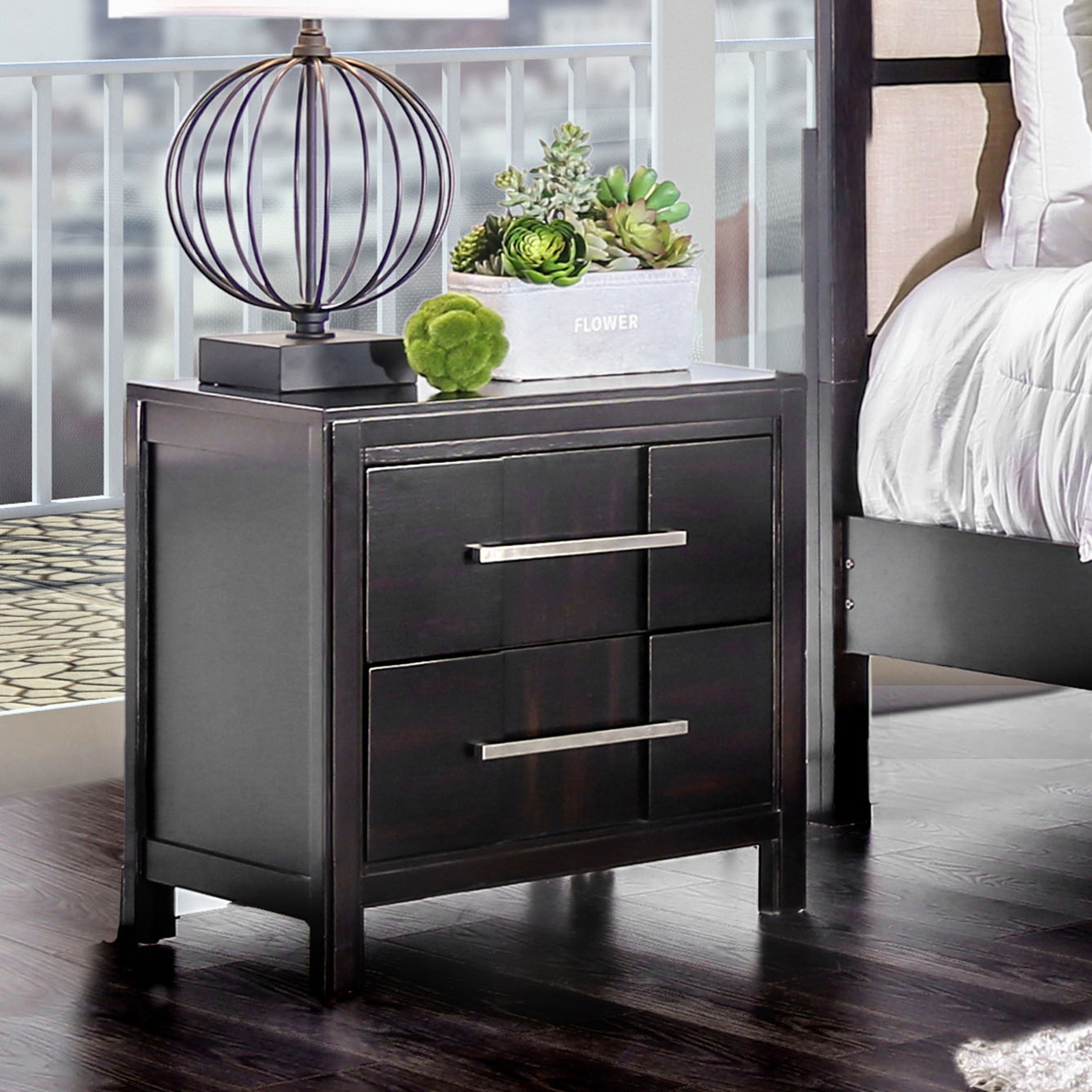Furniture of America Austin Transitional Nightstand with 2-Drawer ...