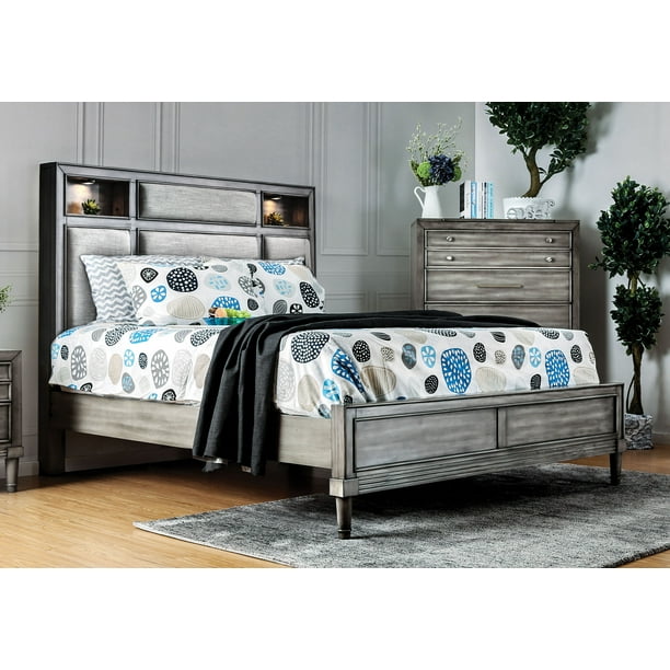 Furniture of America Ayana Wood Panel Bed Queen Gray