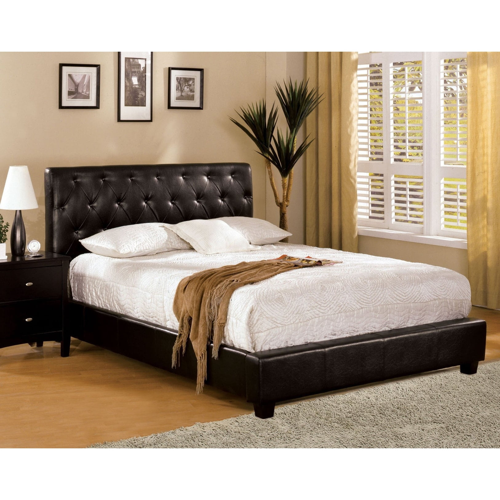 Furniture of America Bai Modern Espresso Faux Leather Upholstered ...